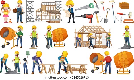 Set Construction Site Objects Illustration Stock Vector (Royalty Free ...