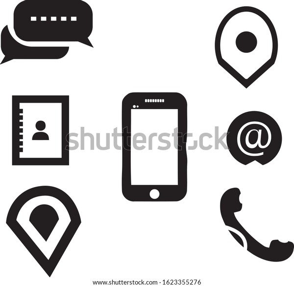 Set Contact Icon Symbol Vector Stock Vector (Royalty Free) 1623355276 ...