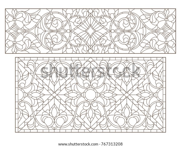Set Contour Illustrations Stained Glass Abstract: vetor stock (livre de ...