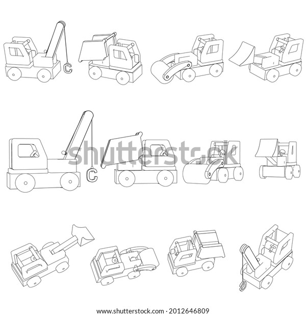 Set Contours Children Toy Cars Isolated Stock Vector (Royalty Free ... Set Contours Children Toy Cars Isolated Stock Vector (Royalty Free ...