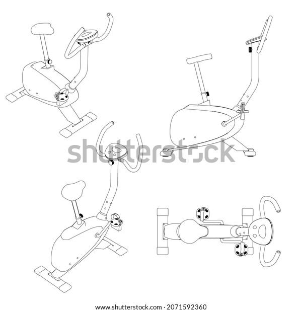 Set Contours Exercise Bike Different Views Stock Vector (Royalty Free ...