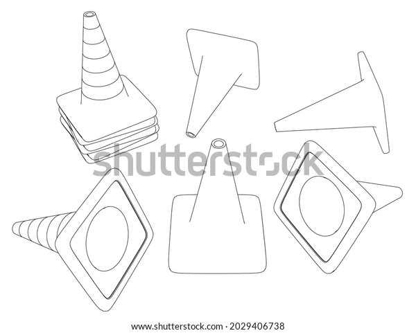 Set Contours Road Cones Different Positions Stock Vector (Royalty Free ...