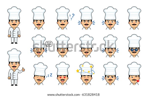 Set Cook Emoticons Funny Cook Emojis: เวกเตอร์สต็อก (ปลอดค่าลิขสิทธิ์ ...