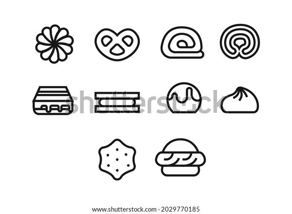 Set Cookies Cake Icons Vector Stock Vector (Royalty Free) 2029770185 ...