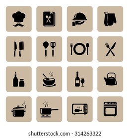 Set Cooking Icon Kitchen Icon Black Stock Vector (Royalty Free ...