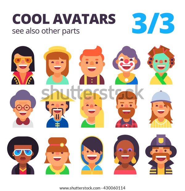 Set Cool Avatars Different Skin Tones Stock Vector (Royalty Free) 430060114