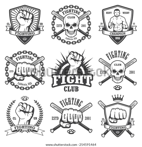 Set Cool Fighting Club Emblems Labels Stock Vector (Royalty Free) 254591464