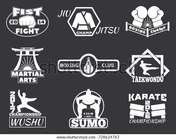 Set Cool Fighting Club Emblems Labels Stock Vector (Royalty Free ...