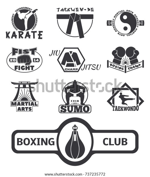 Set Cool Fighting Club Emblems Labels Stock Vector (Royalty Free) 737235772