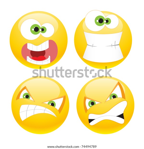 Set Cool Smileys Vector Illustration Isolated Stock Vector (Royalty ...