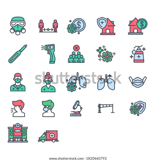 Set Coronavirus Icon Vector Outline Filled Stock Vector (Royalty Free ...