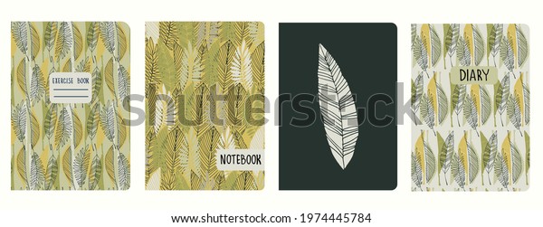 Set Cover Page Templates Tropical Leaves Stock Vector (Royalty Free ...