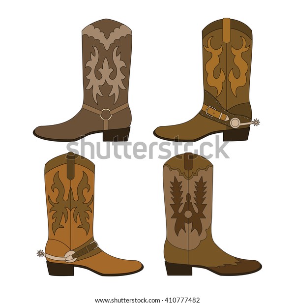 Set Cowboy Boots Color Vector Illustration Stock Vector (Royalty Free ...