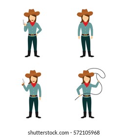 Set Cowboy Character Design Vector Stock Vector (Royalty Free ...