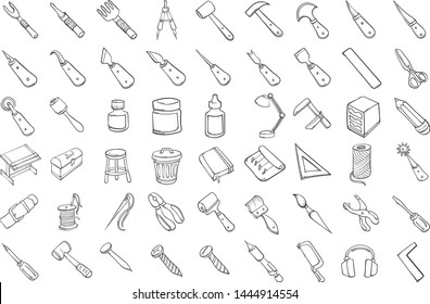 Set Craft Tool Icons Drawing Illustration Stock Vector (Royalty Free ...