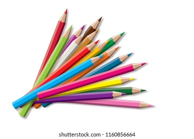 Set Crayons Collection Scattered Arranged Isolated Stock Vector ...