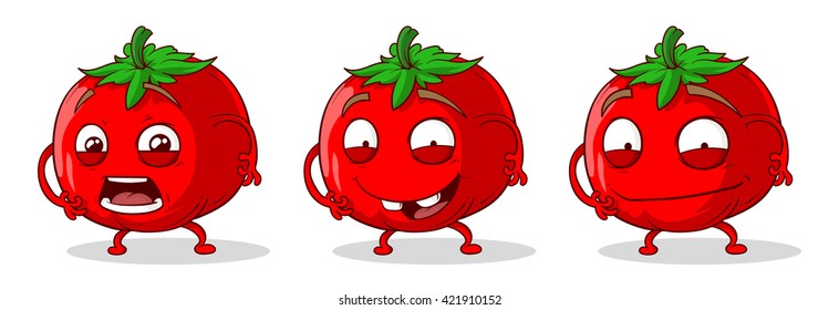 Set Crazy Tomatoes Funny Faces Stock Vector (Royalty Free) 421910152