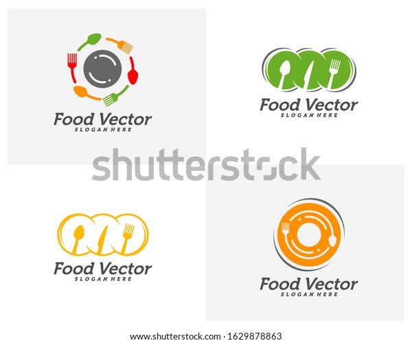 Set Creative Food Logo Design Vector Stock Vector (Royalty Free ...