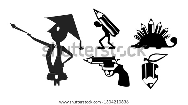 Set Creative Pictograms Pencil Idea Logo Stock Vector (Royalty Free ...