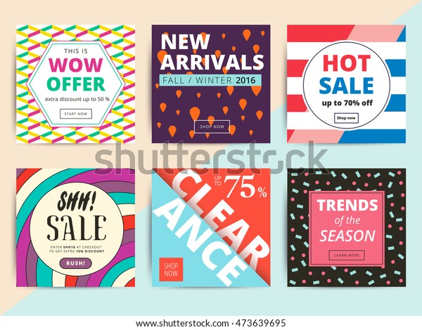 Set of creative social media banners design for online shop or store ...