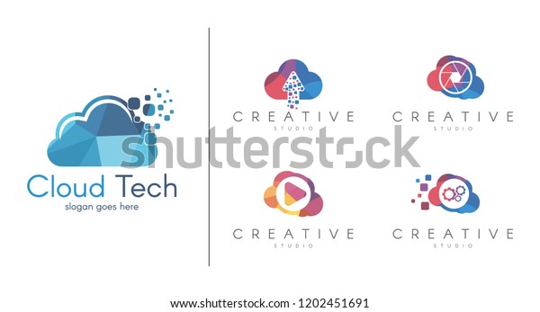 Set Creative Technology Concept Logos Cloud Stock Vector (Royalty Free ...