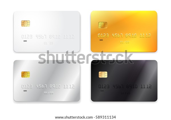 Set Credit Card White Gold Silver Stock Vector (Royalty Free) 589311134 ...