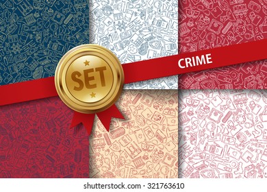 Set Crime Backgrounds Hand Drawing Icons Stock Vector (Royalty Free ...