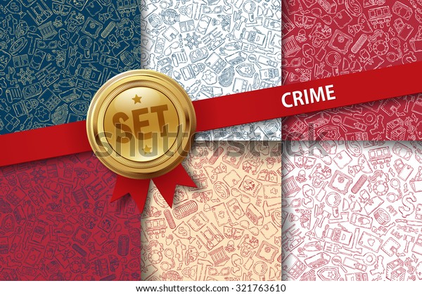 Set Crime Backgrounds Hand Drawing Icons Stock Vector (Royalty Free ...