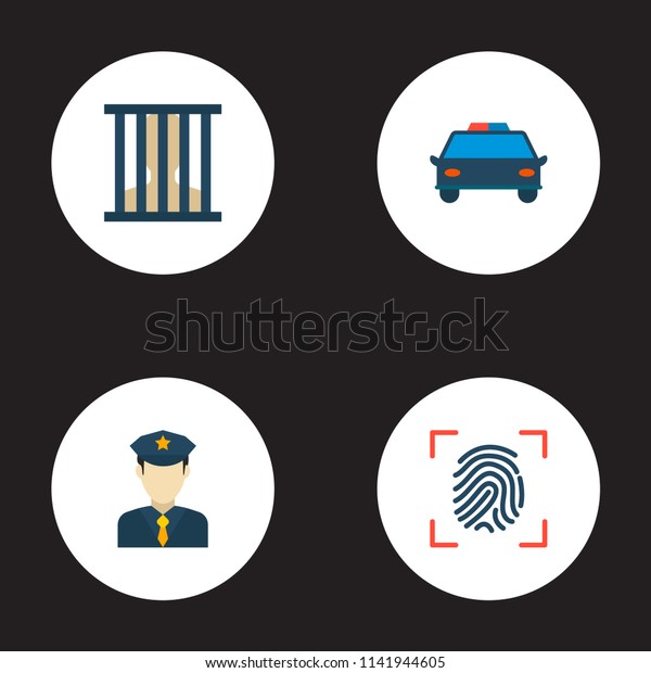 Set Criminal Icons Flat Style Symbols Stock Vector (Royalty Free ...