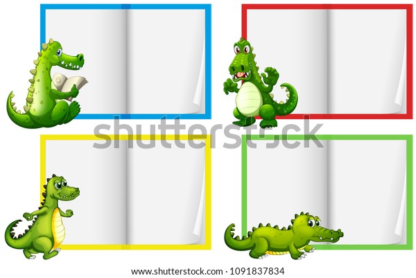 Set Crocodile Template Illustration Stock Vector (Royalty Free ...