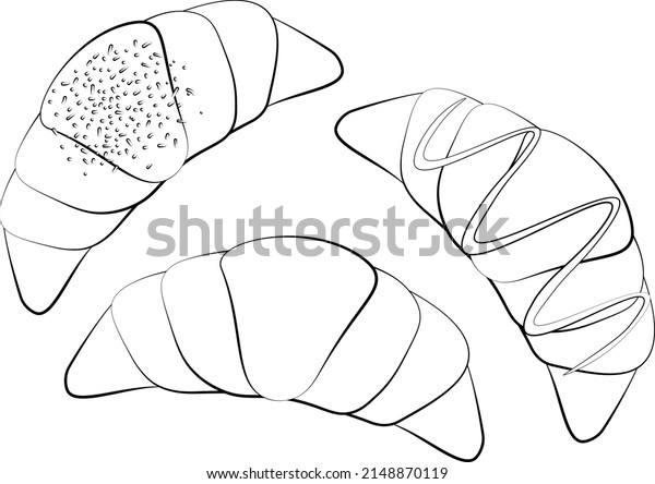 Set Croissants Coloring Vector Illustration Stock Vector (Royalty Free ...