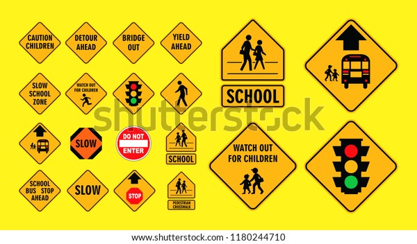 Set Cross Street School Sign Eps Stock Vector (Royalty Free) 1180244710