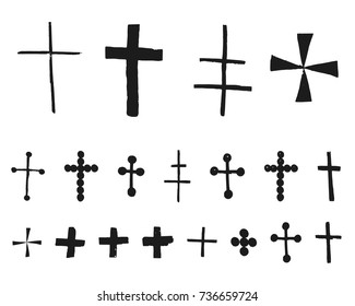 Set Crosses Hand Made Icon Black: เวกเตอร์สต็อก (ปลอดค่าลิขสิทธิ์ ...