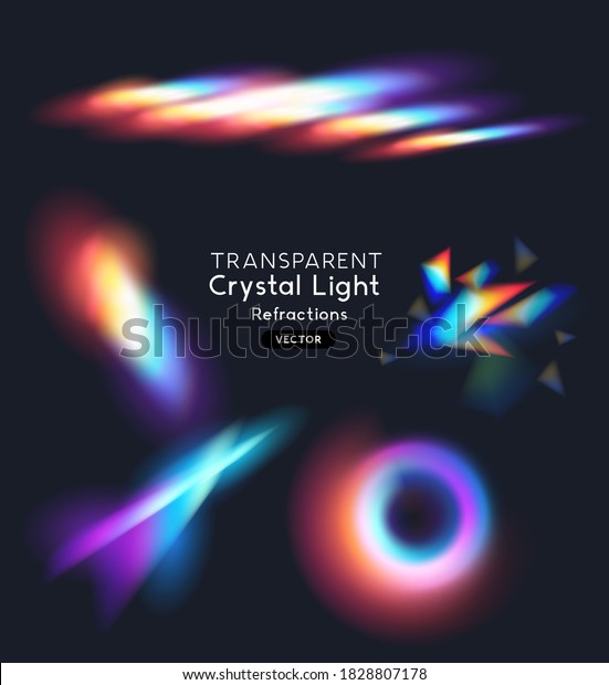 Set Crystal Rainbow Light Streak Refraction Stock Vector (Royalty Free ...