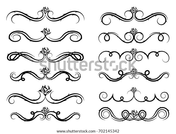 Set Curls Scrolls Roses Swirl Floral Stock Vector (Royalty Free ...