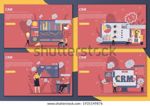 Set Customer Relationship Management Illustration Landing Stock Vector ...