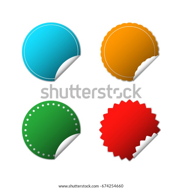 Set Cut Out Round Sticker Green Stock Vector (Royalty Free) 674254660 ...