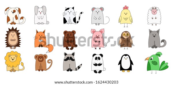 Set Cute Animals Design Childrens Things Stock Vector (Royalty Free ...