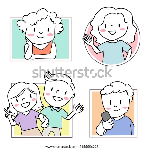 Set Cute Avatar Profile Picture Face 库存矢量图（免版税）2155556223 | Shutterstock