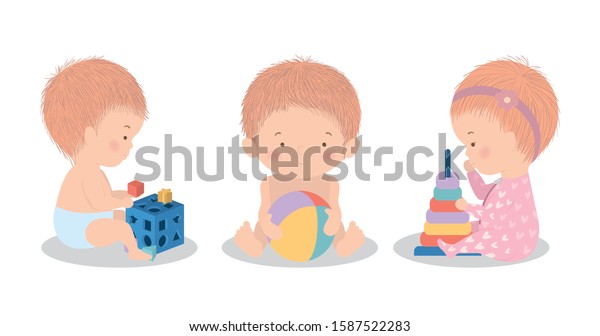 Set Cute Babies Design Child Newborn Stock Vector (Royalty Free ...