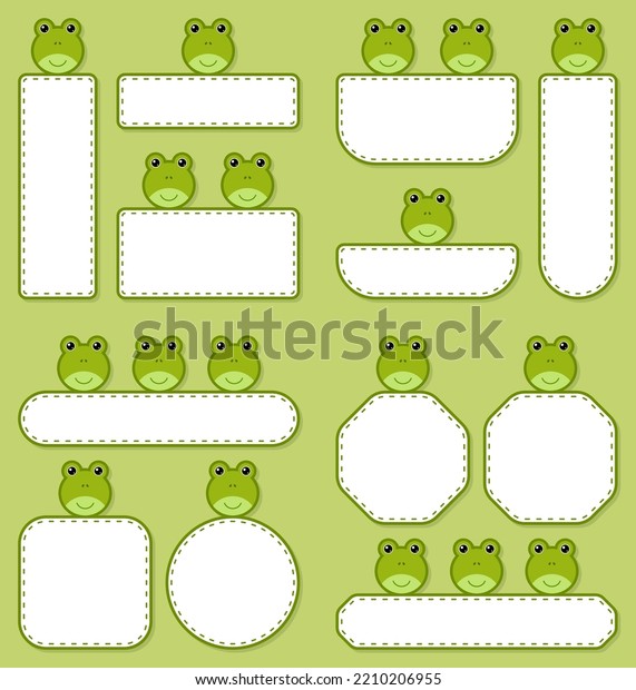 Set Cute Banner Frog Stock Vector (Royalty Free) 2210206955 | Shutterstock