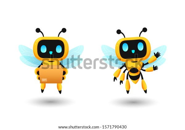 Set Cute Bee Robot Ai Character Stock Vector (Royalty Free) 1571790430 ...