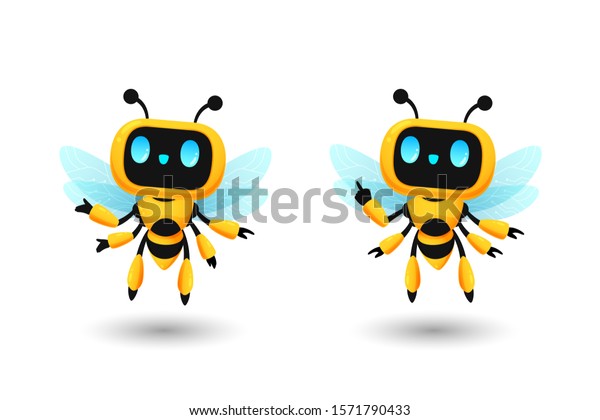 Set Cute Bee Robot Ai Character Stock Vector (Royalty Free) 1571790433 ...