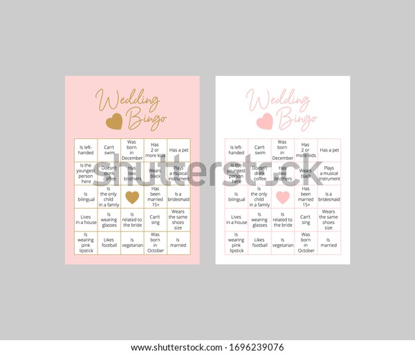 Set Cute Bingo Cards Wedding Guess Stock Vector (Royalty Free) 1696239076