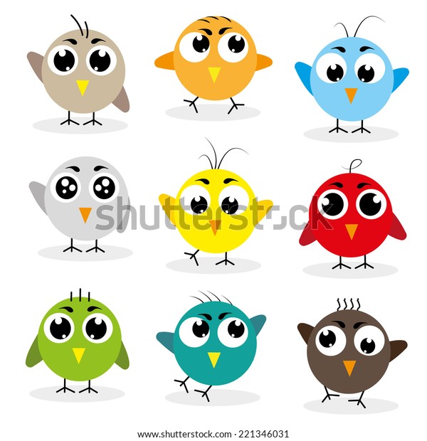 Set Cute Birds Different Emotions : image vectorielle de stock (libre ...