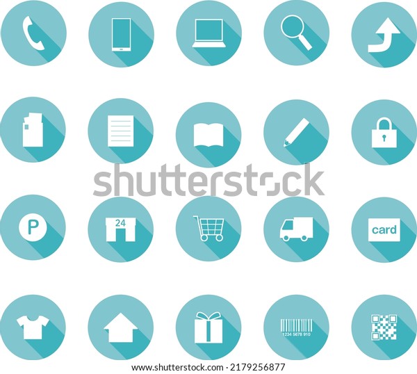 Un conjunto de adorables iconos azules: vector de stock (libre de ...