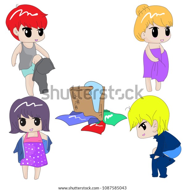 Set Cute Boy Girl Change Clothescartoon Stock Vector (Royalty Free ...