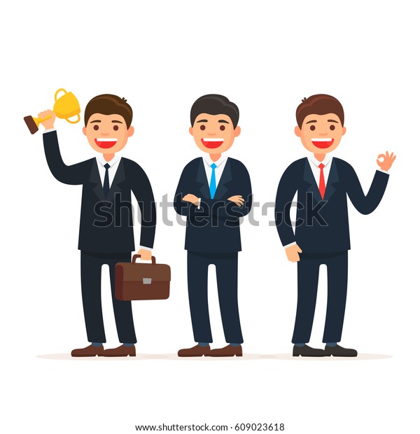 Set cute business team. Team business mans. Vector illustration in ...