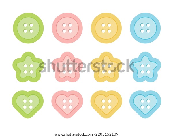 Set Cute Button Object Illustrations Shape Stock Vector Royalty Free 7888