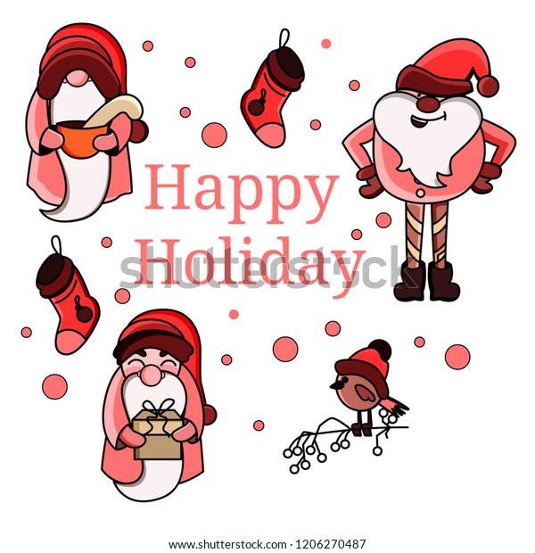 Set Cute Cartoon Characters Few Holiday Stock Vector (Royalty Free ...